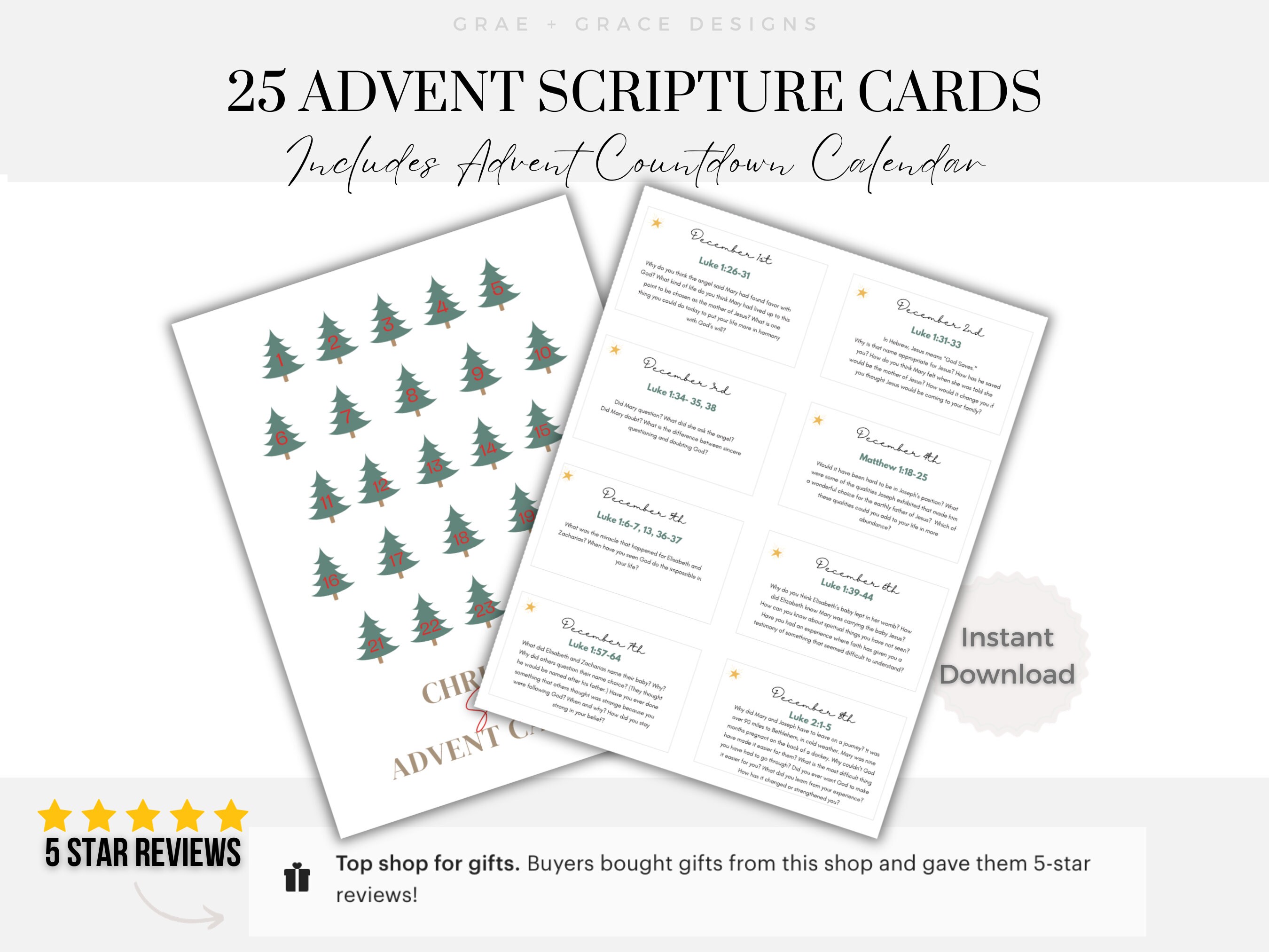 Printable Scripture Advent Calendar for Kids Instant Download Advent ...