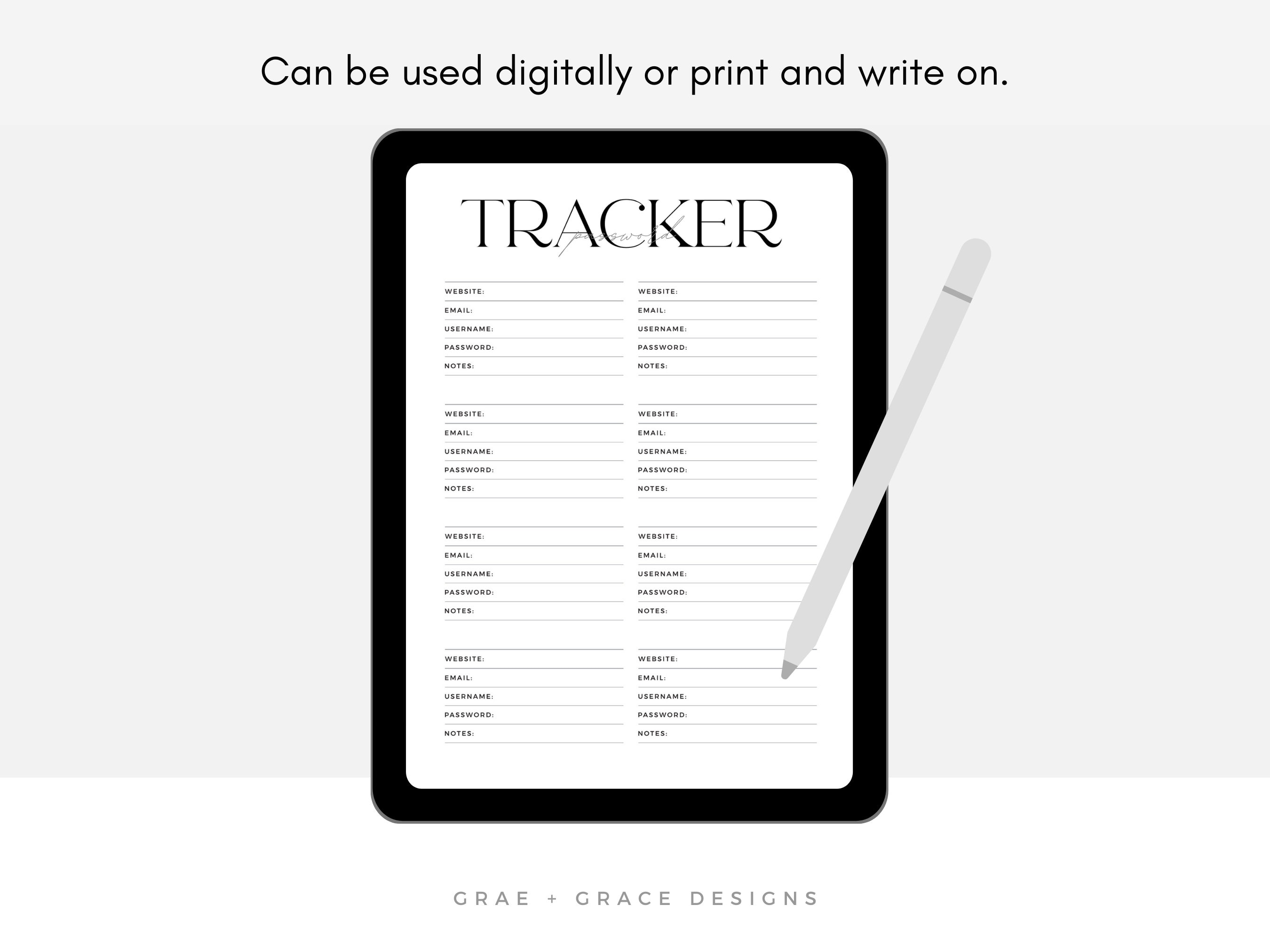 Password Tracker BUNDLE | Printable Password Log Organizer Password ...