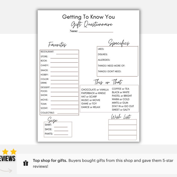 Team Building Get to Know Me Questionnaire Printable - Etsy