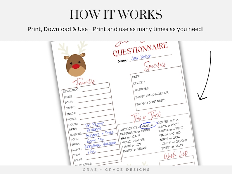 Secret Holiday Gift Exchange Questionnaire Printable PDF for Kids ...