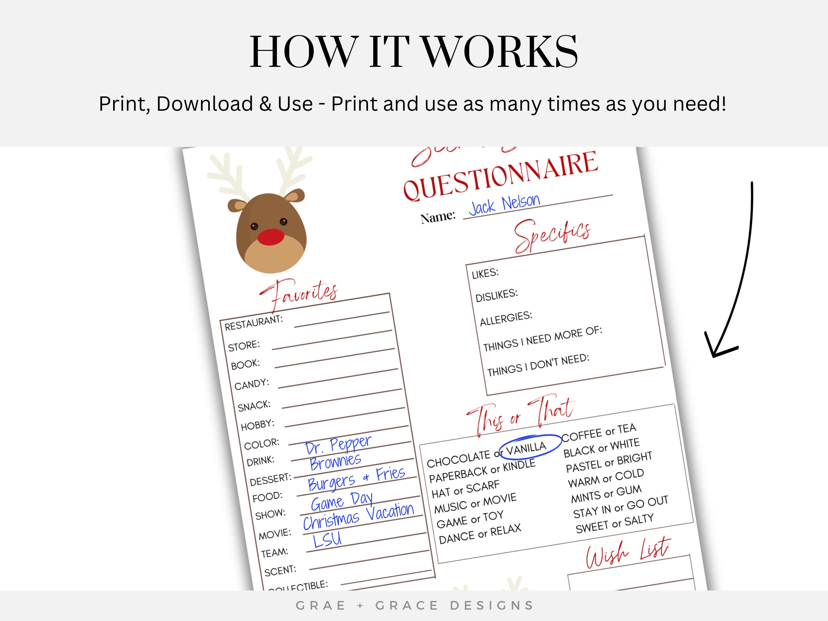 Secret Holiday Gift Exchange Questionnaire Printable PDF for Kids ...