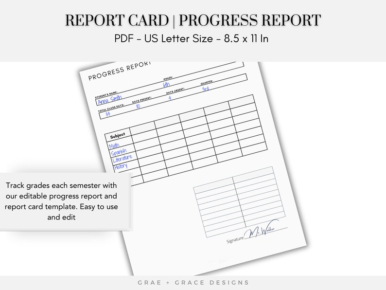 Customizable Report Card and Progress Report Template Transcript ...