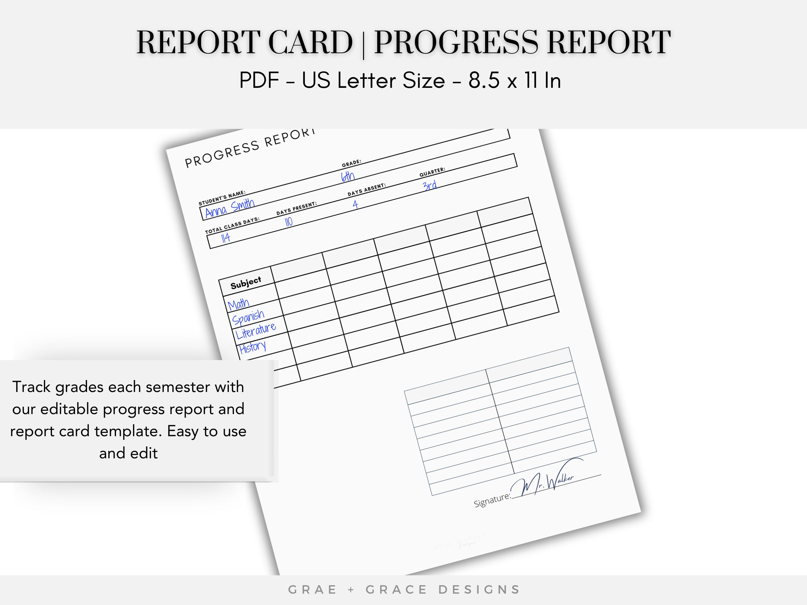 Customizable Report Card and Progress Report Template Transcript ...