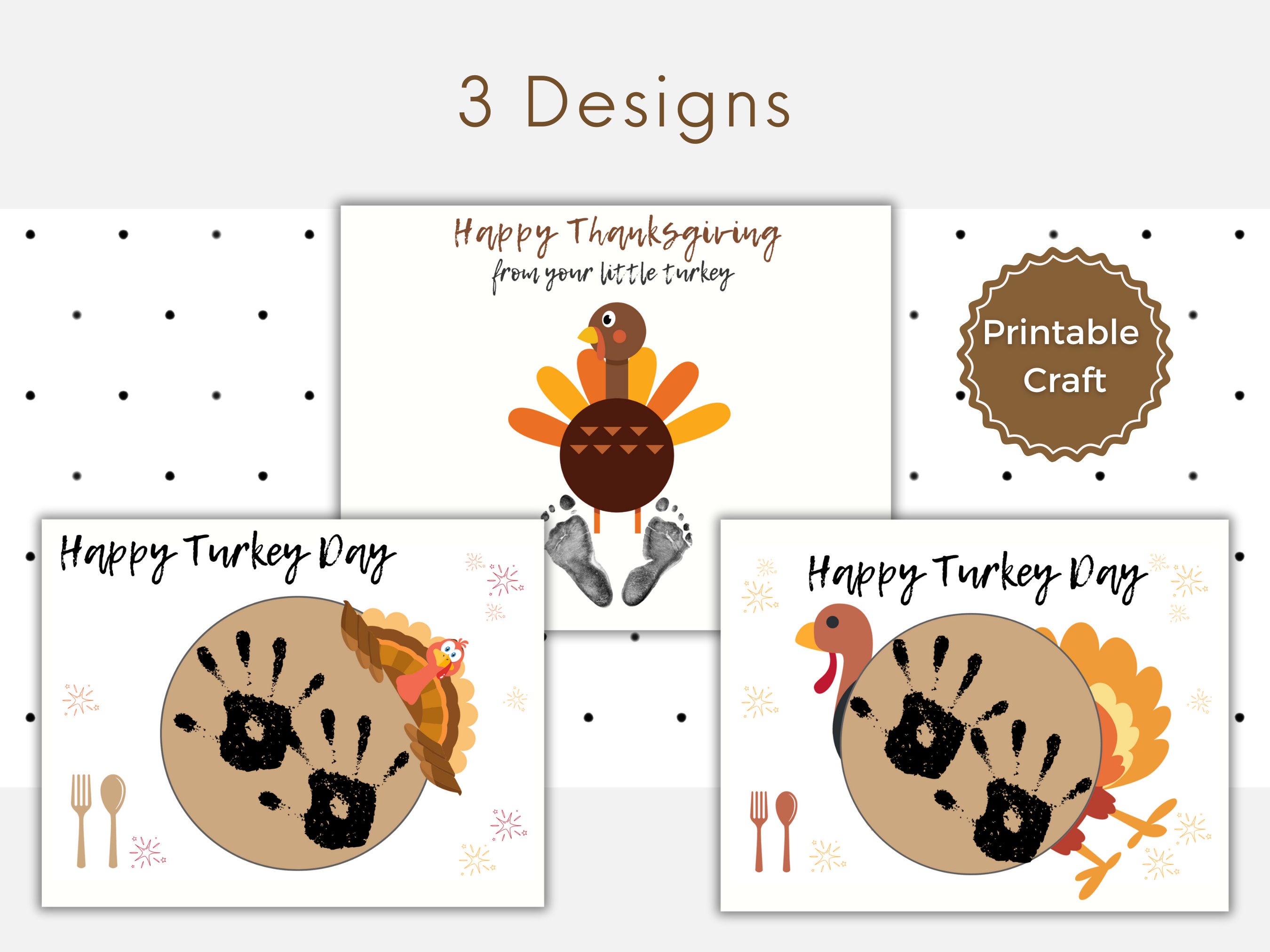 Happy Turkey Day Handprint Bundle Thanksgiving Craft Thanksgiving ...