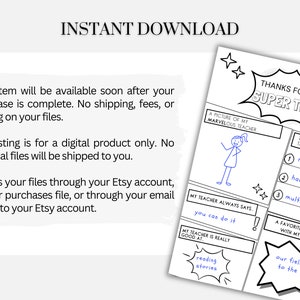 Superhero Teacher Appreciation Printable All About My Teacher, Coloring ...