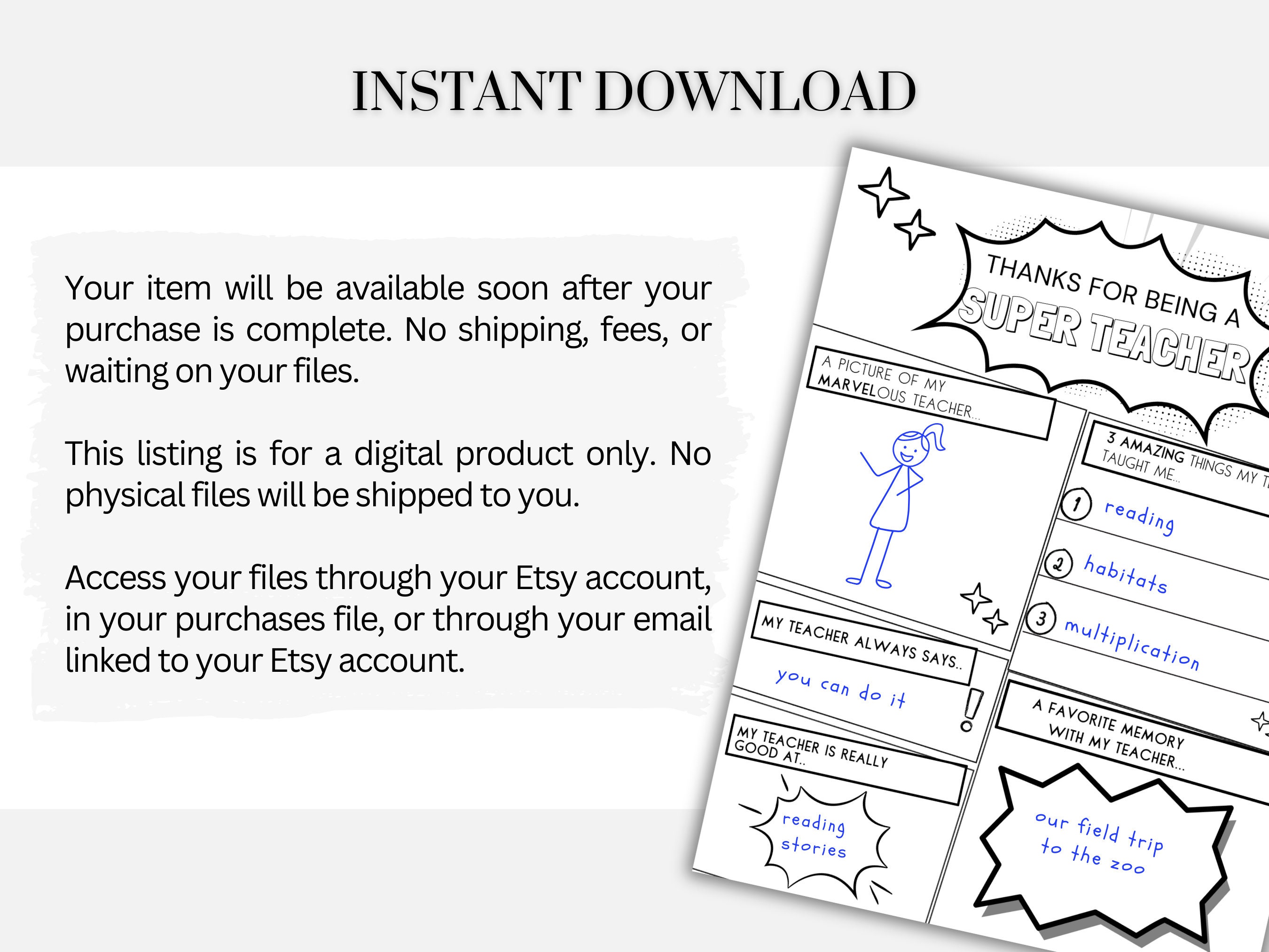 Superhero Teacher Appreciation Printable All About My Teacher, Coloring ...