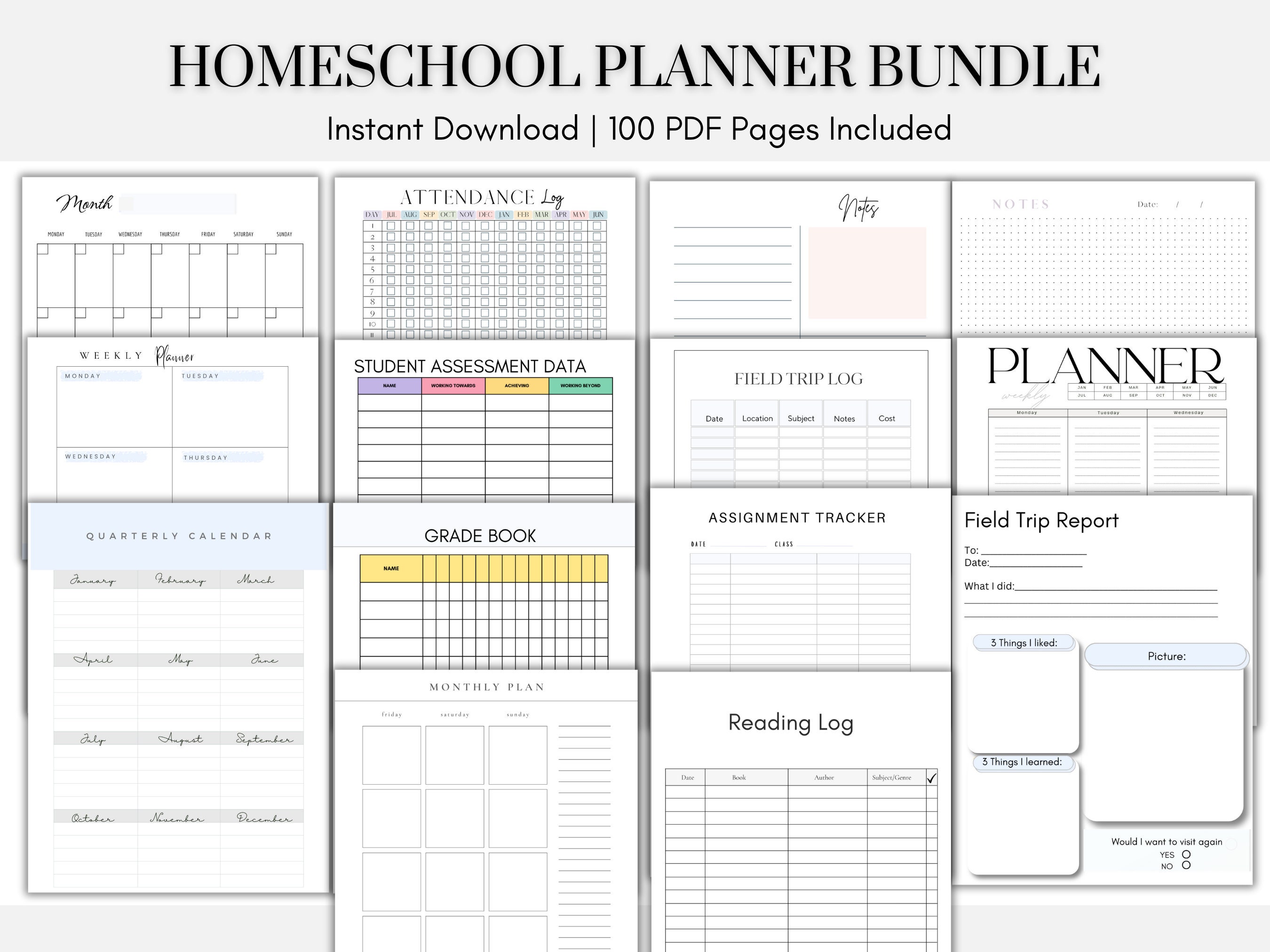 Homeschool Planner Printable 100 Pages Instant Download Homeschool ...