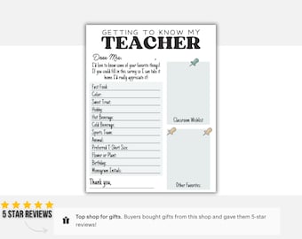 Favorites Teacher Survey Editable Canva Template Printable Back to ...