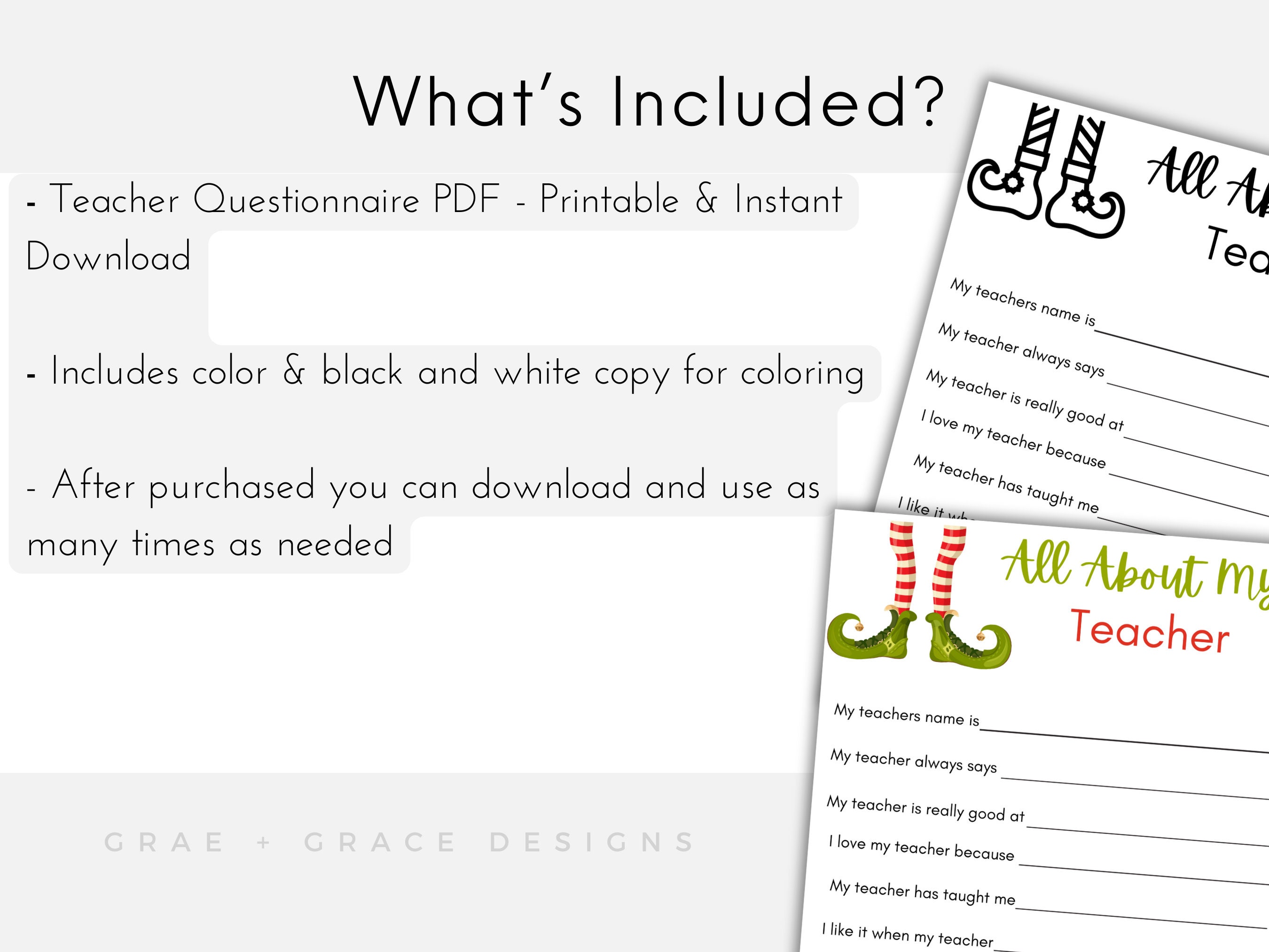 Christmas Questionnaire for Teachers Christmas Gifts for Teachers ...