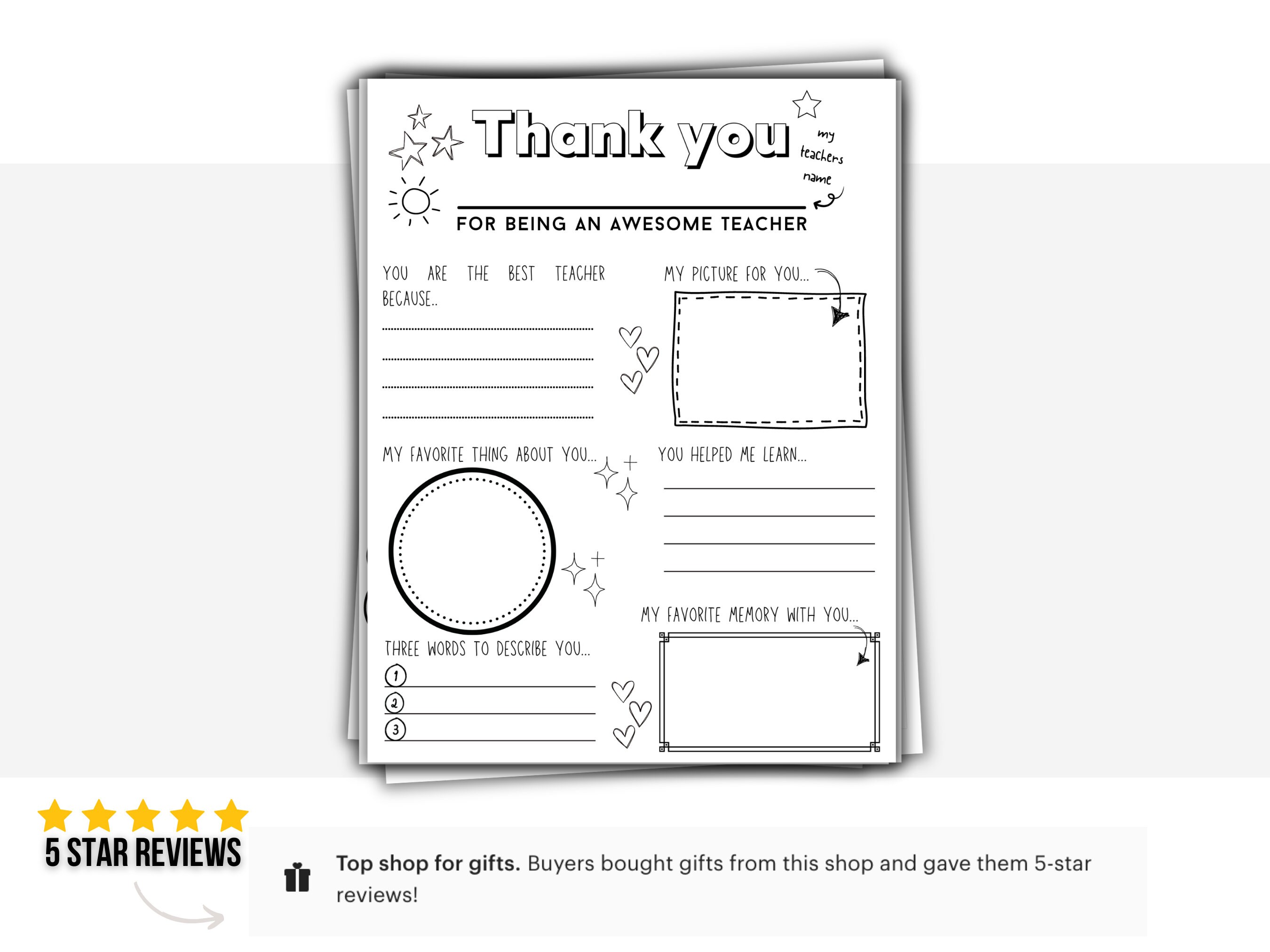 Teacher Appreciation Gift Printable Teacher Appreciation Week Gift ...