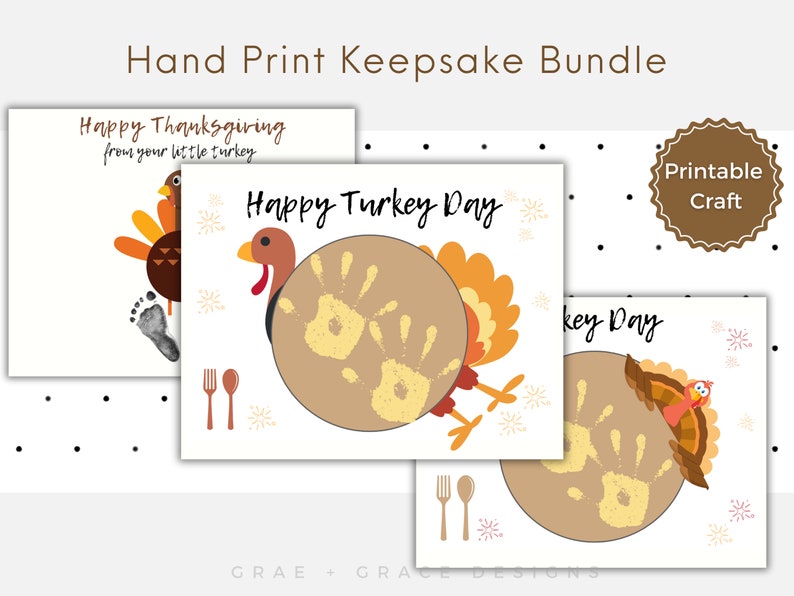 Happy Turkey Day Handprint Bundle Thanksgiving Craft Thanksgiving ...
