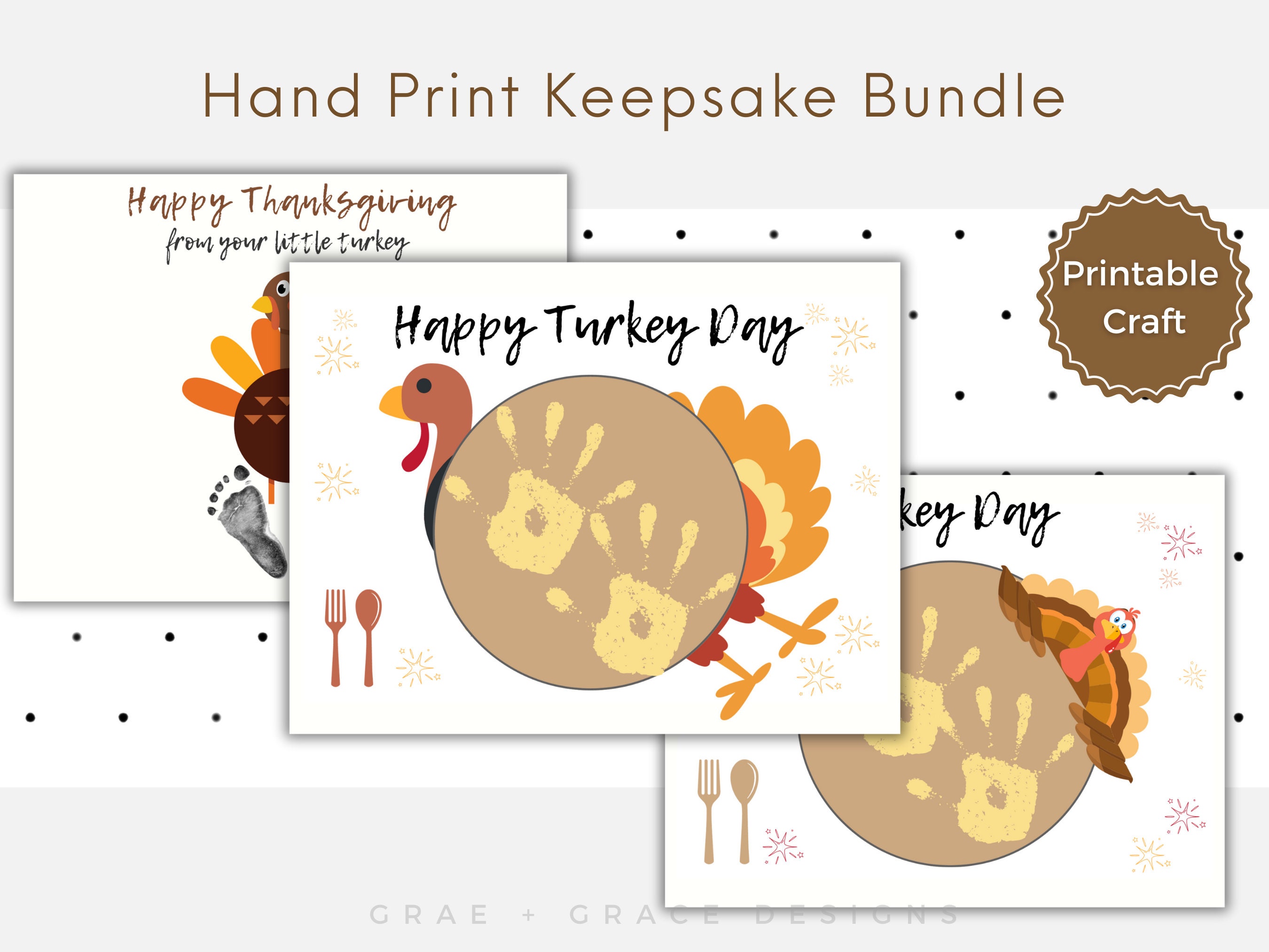 Happy Turkey Day Handprint Bundle Thanksgiving Craft Thanksgiving ...