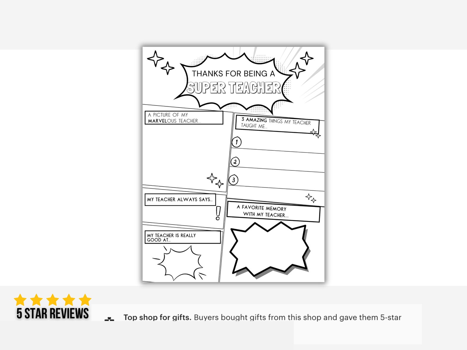Superhero Teacher Appreciation Printable All About My Teacher, Coloring ...