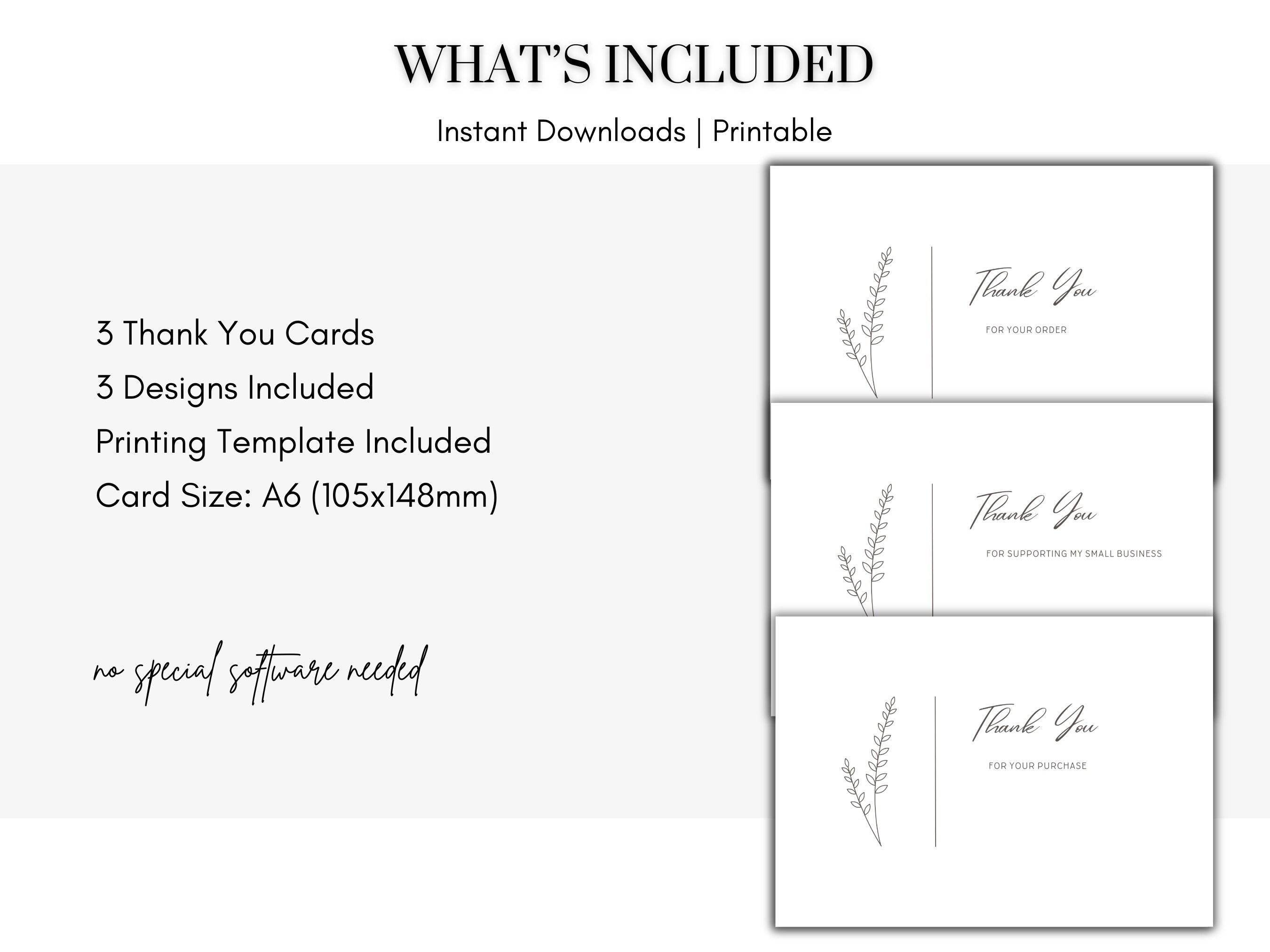 Printable Thank You Card Printable Card Digital Download Instant ...