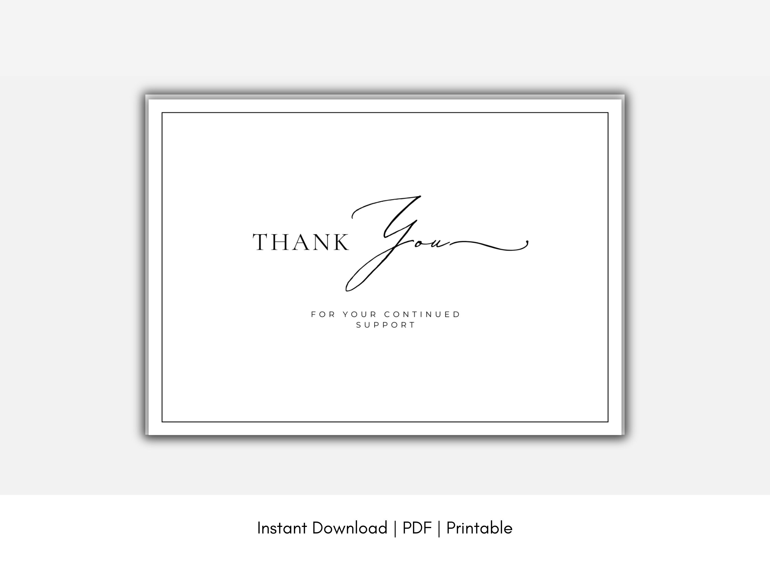 Printable Thank You Card Printable Card Digital Download Instant ...
