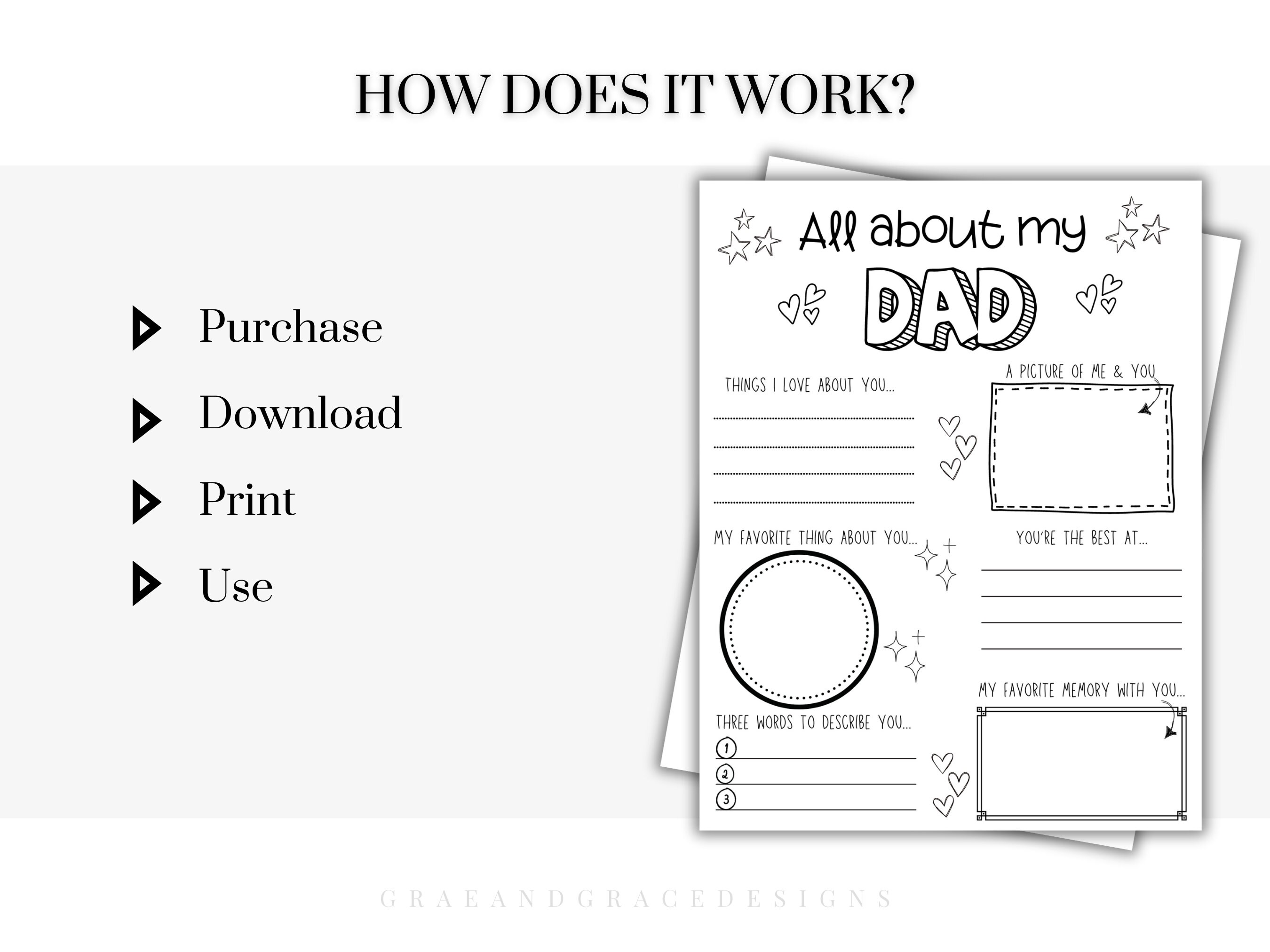 All About My Dad Printable, Fathers Day Gift From Kids Interview, Dad ...