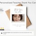 Personalized Teacher Appreciation Photo Card Editable Template Teacher ...