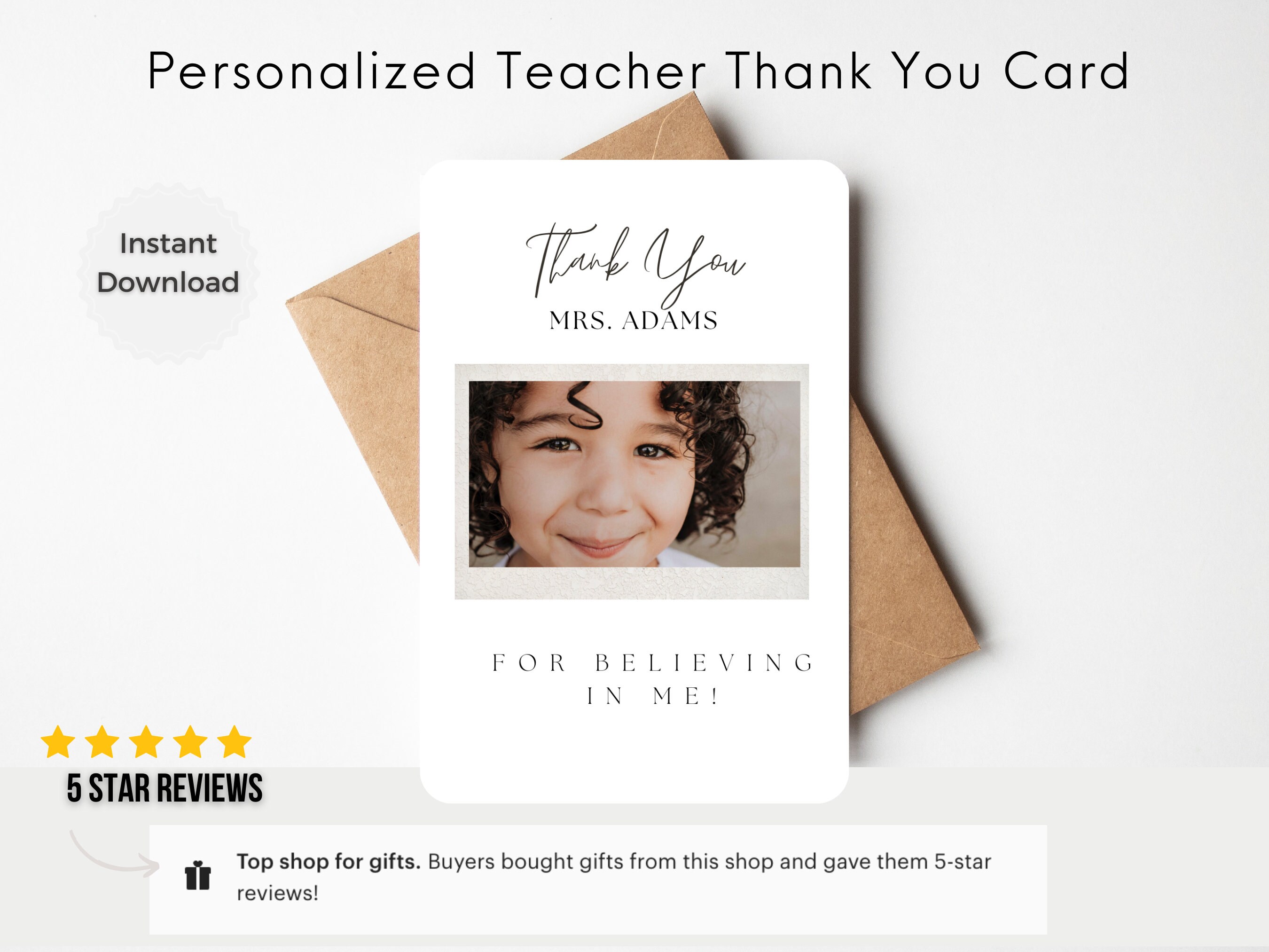 Personalized Teacher Appreciation Photo Card Editable Template Teacher ...