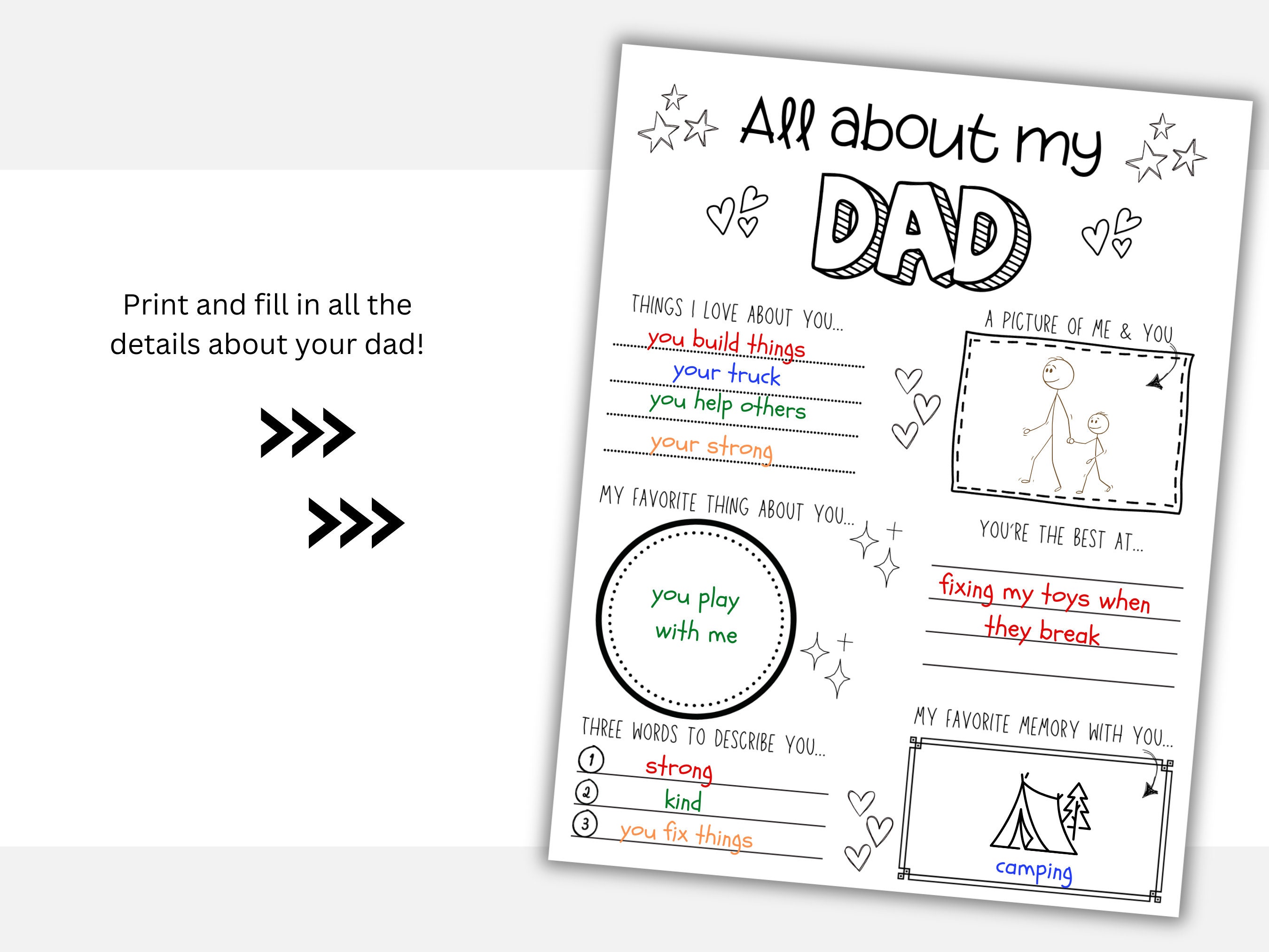 All About My Dad Printable, Fathers Day Gift From Kids Interview, Dad ...