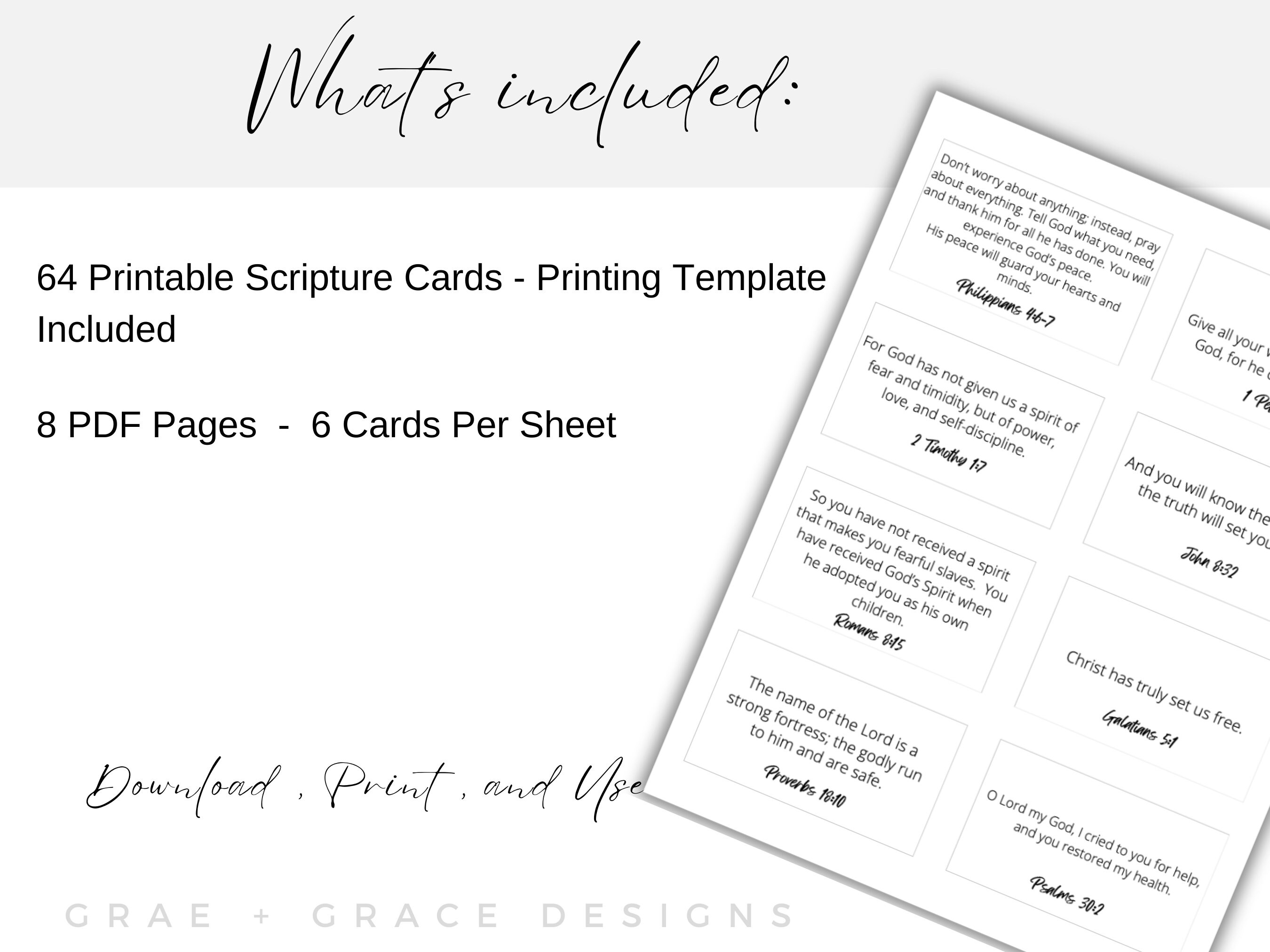 64 Printable Scripture Cards Bible Verse Cards Christian Stationery ...