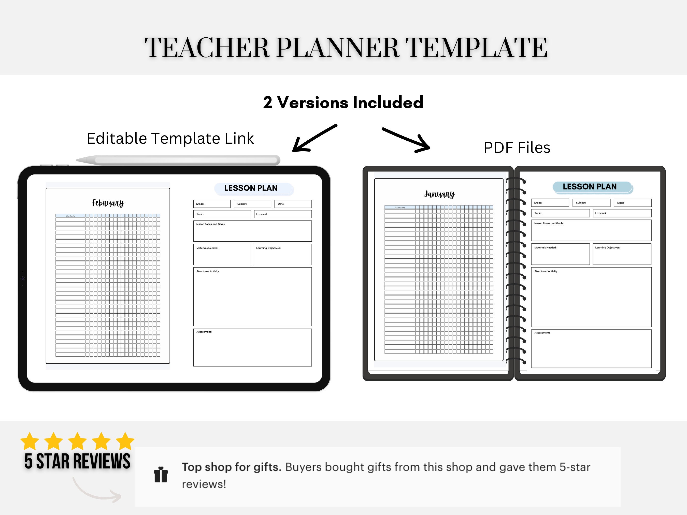 Digital Teacher Planner Editable Canva Template Undated Lesson Planner ...
