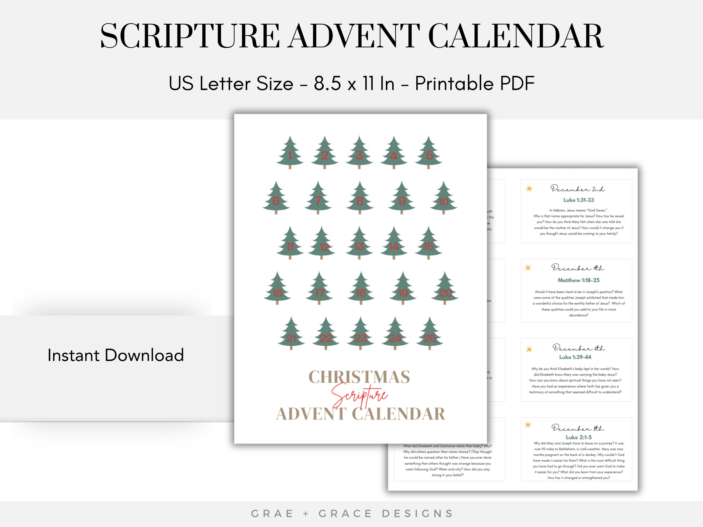 Printable Scripture Advent Calendar for Kids Instant Download Advent ...