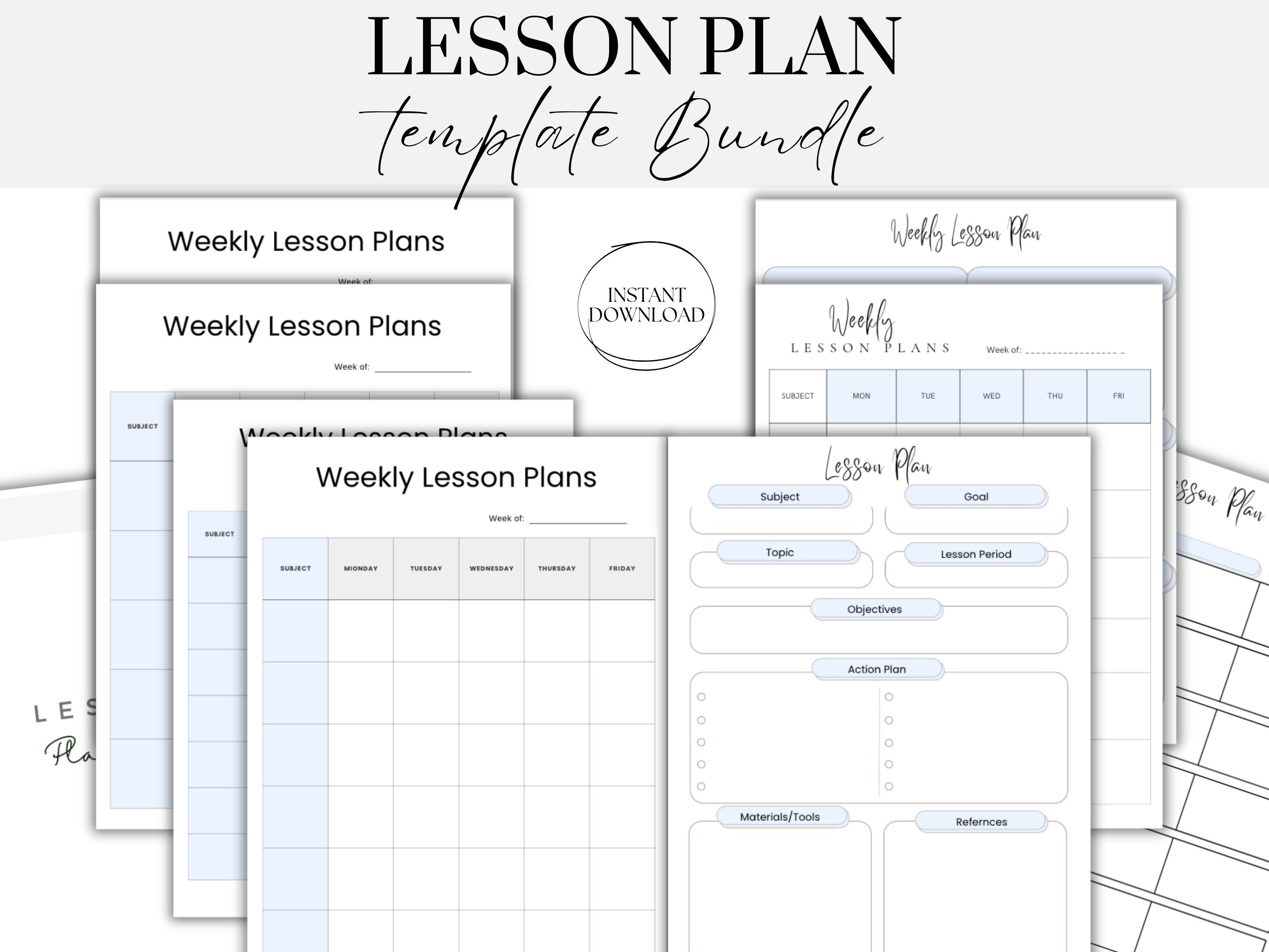 Lesson Plan Template Lesson Planner Printable Homeschool Teacher ...