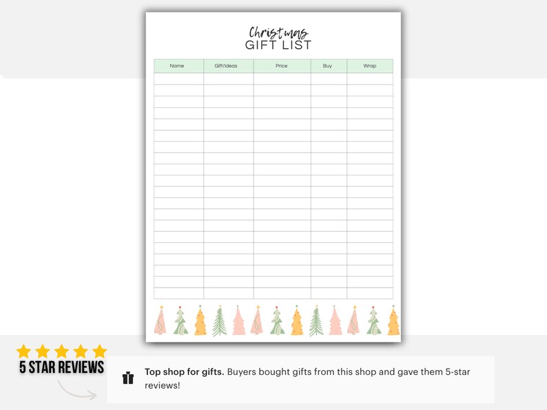 Christmas Gift List Editable Fillable Printable PDF Christmas Planner ...