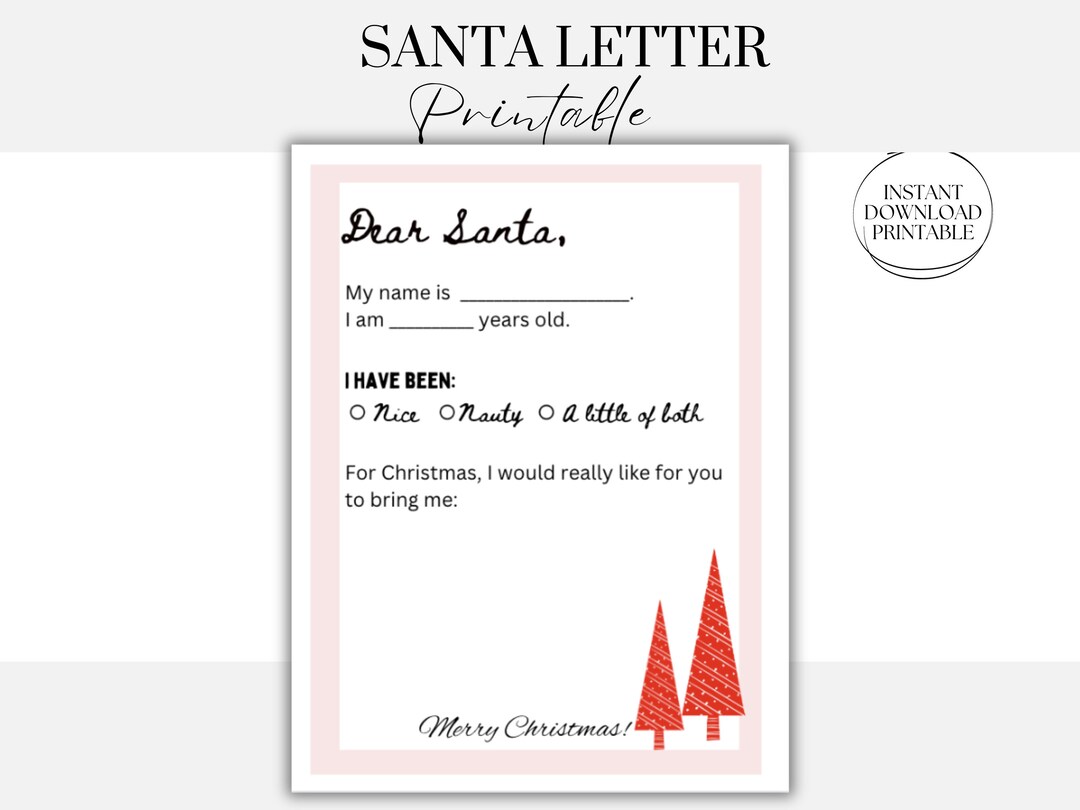 Letter to Santa PRINTABLE Kids Letter to Santa Letter Christmas ...