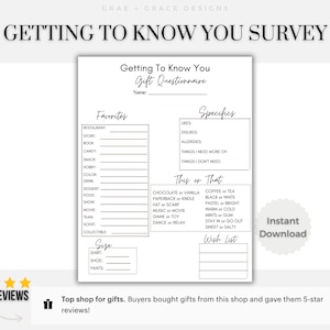 Getting to Know You Printable Coworker Questions All About Me Survey ...
