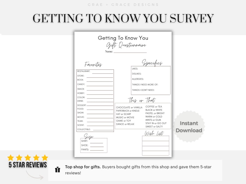 Getting to Know You Printable Coworker Questions All About Me Survey ...