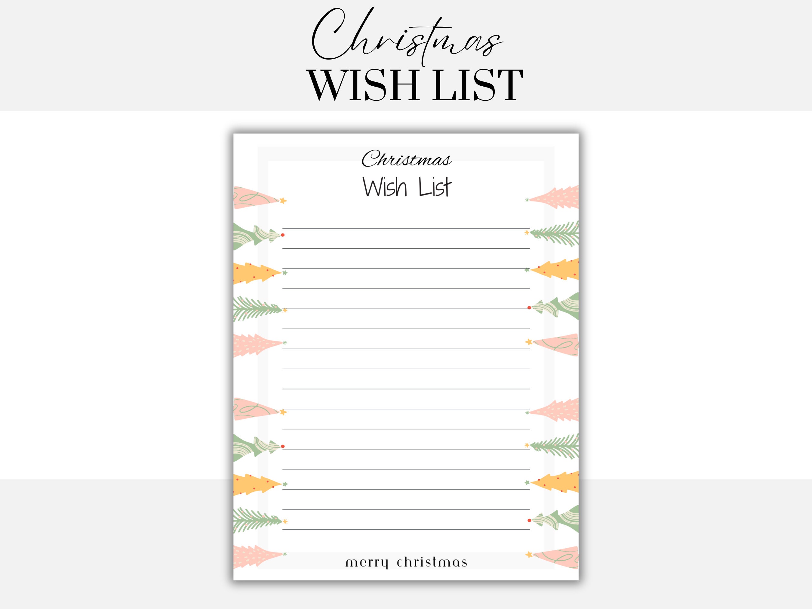Christmas Wish List Printable Christmas Instant Download Wish List ...