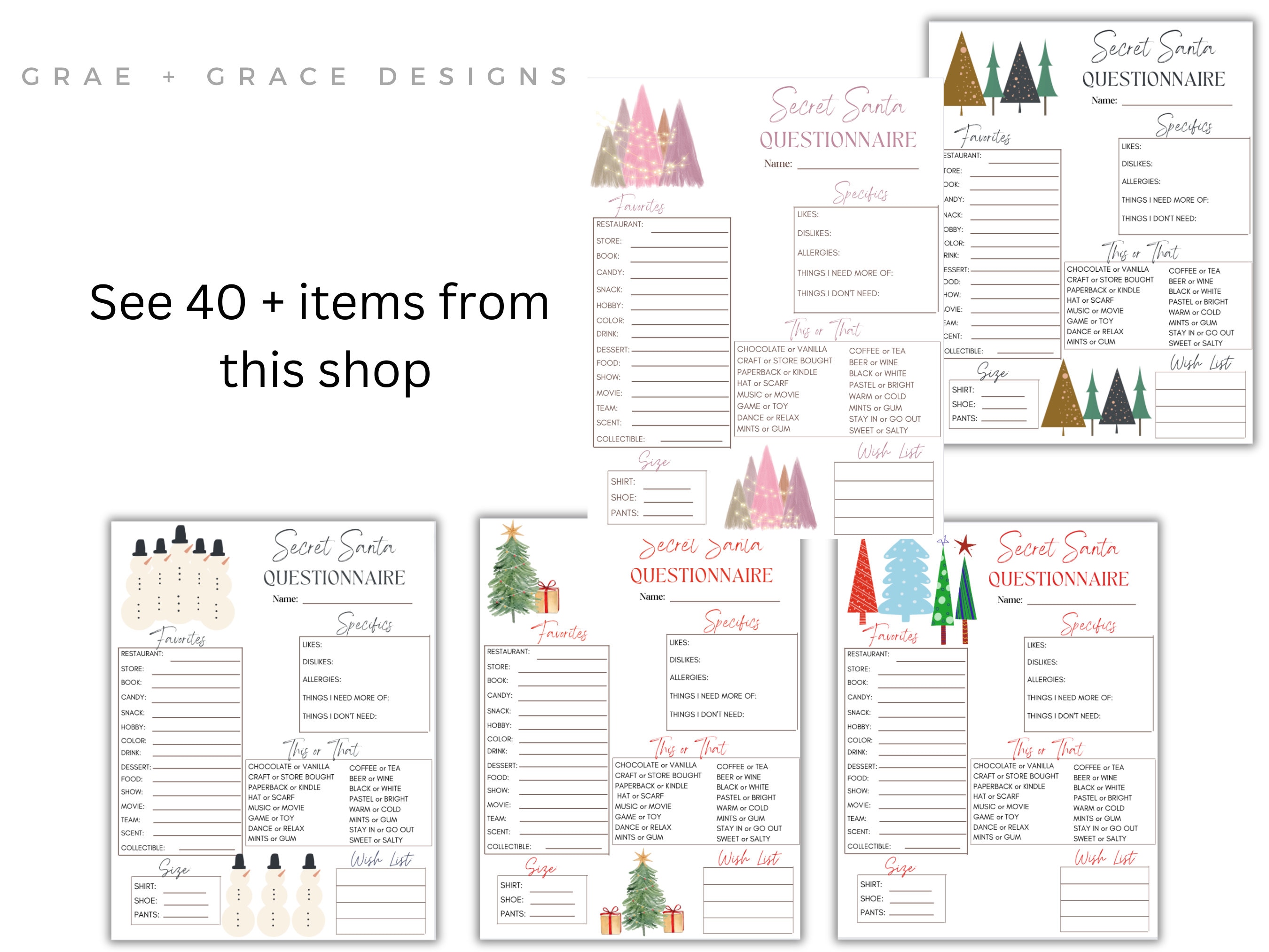 Secret Holiday Elf Gift Exchange Questionnaire Printable PDF (work or ...