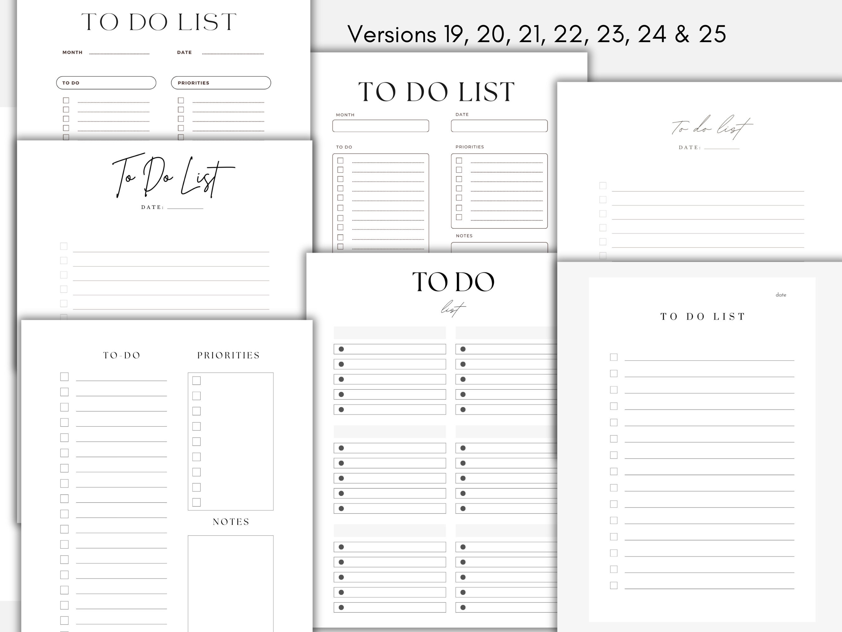 Minimal to Do List Template Printable Bundle Simple Tasks Daily to Do ...
