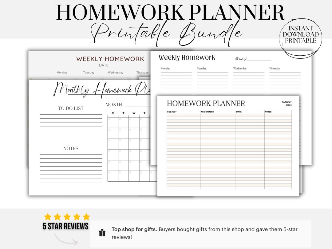 Weekly Assignment Tracker Bundle Homework Planner Middle School Student ...