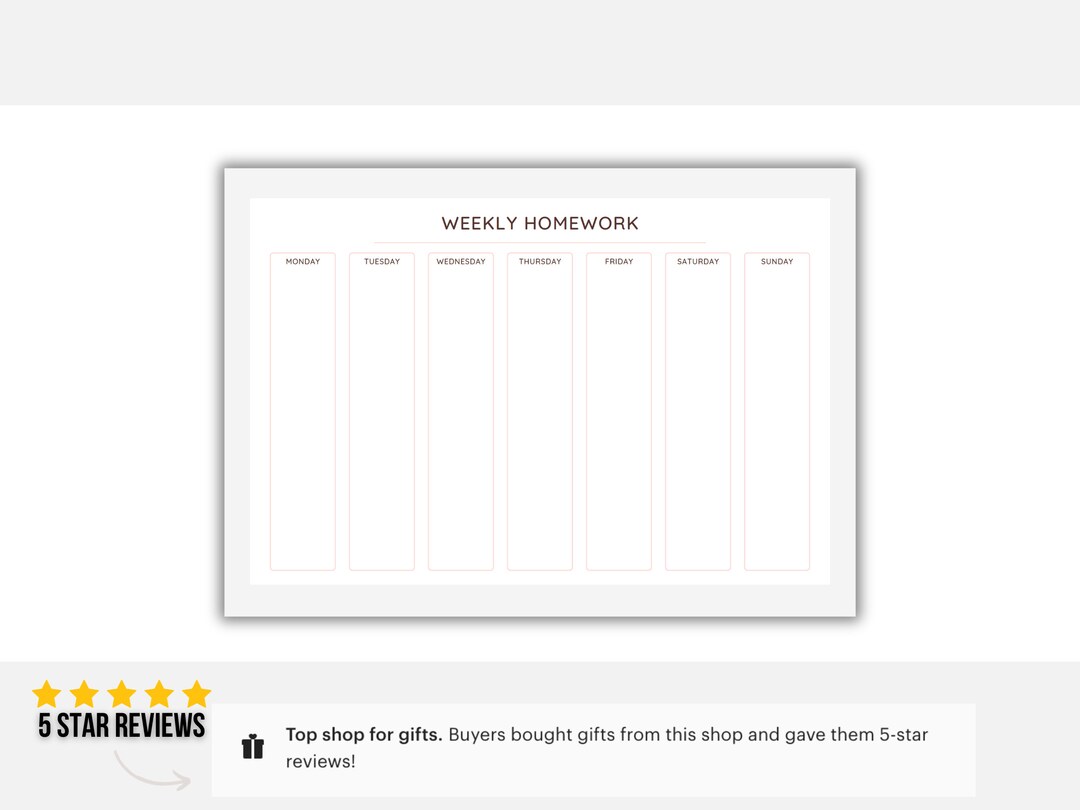 Weekly Homework Planner Assignment Tracker Middle School Student ...