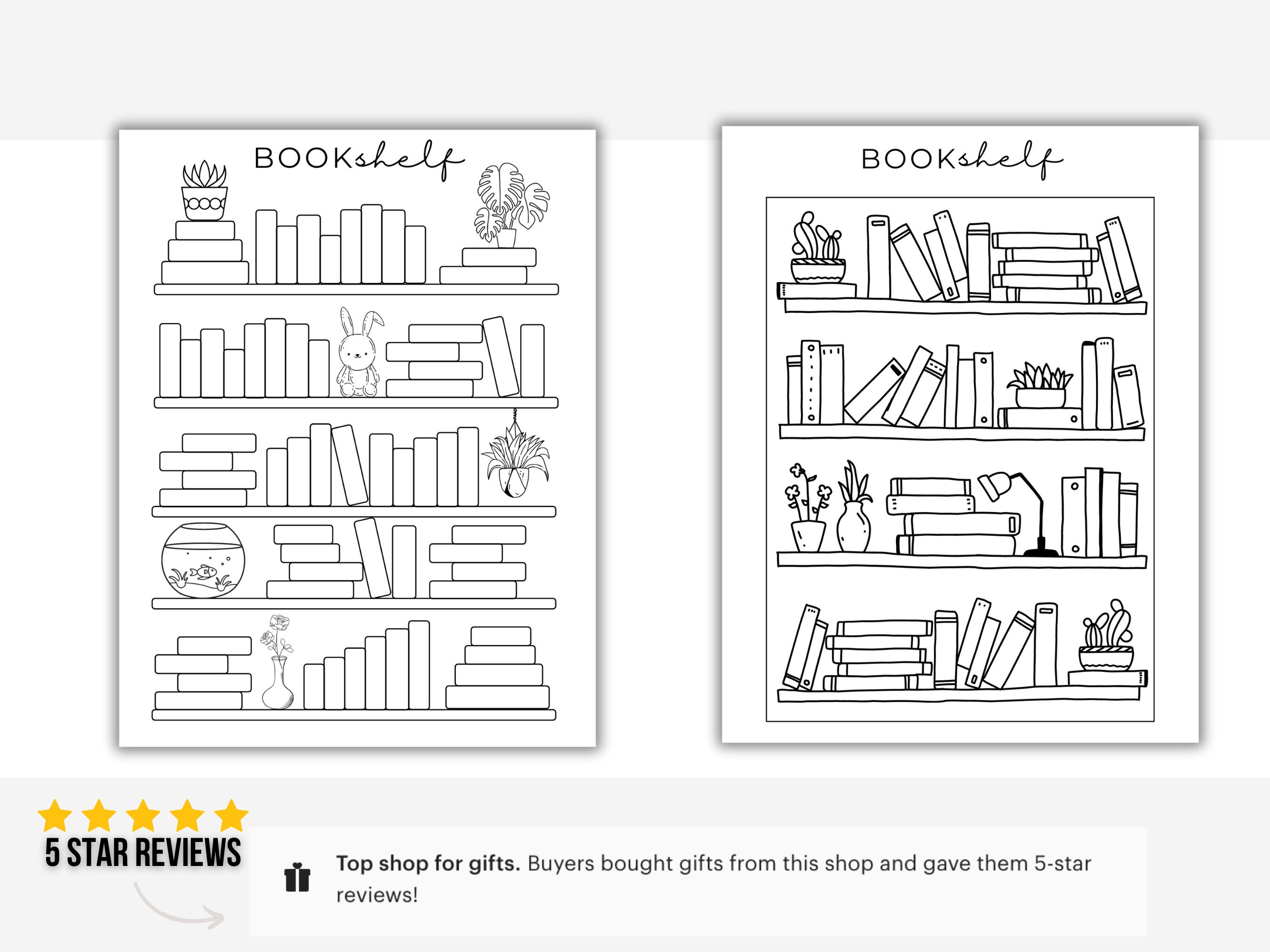Reading Tracker Printable, Bookshelf Reading Log A4 A5 Letter HP ...