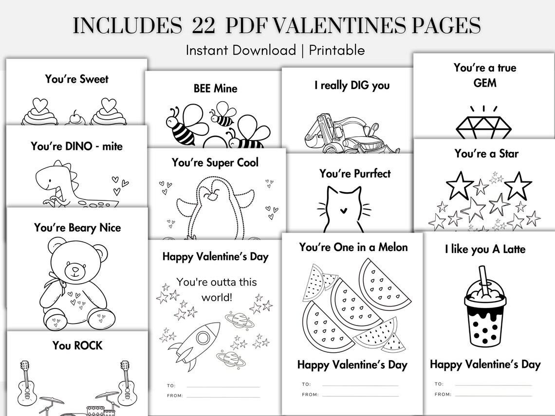 Valentines Coloring Printable Valentine's Day Coloring Pages Valentine ...