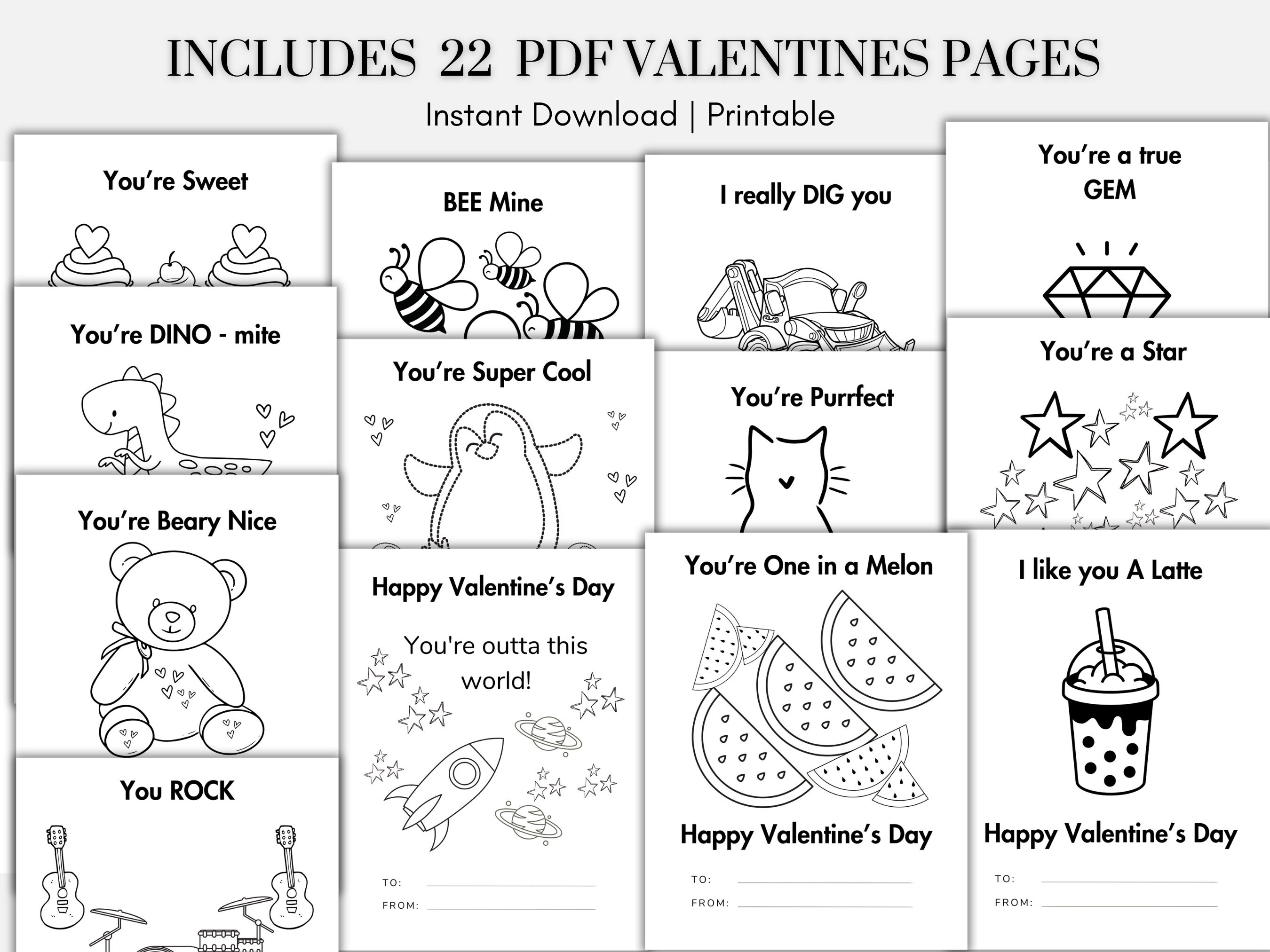 Valentines Coloring Printable Valentine's Day Coloring Pages Valentine ...