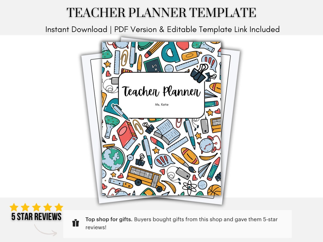 Digital Teacher Planner Editable Canva Template Undated Lesson Planner ...
