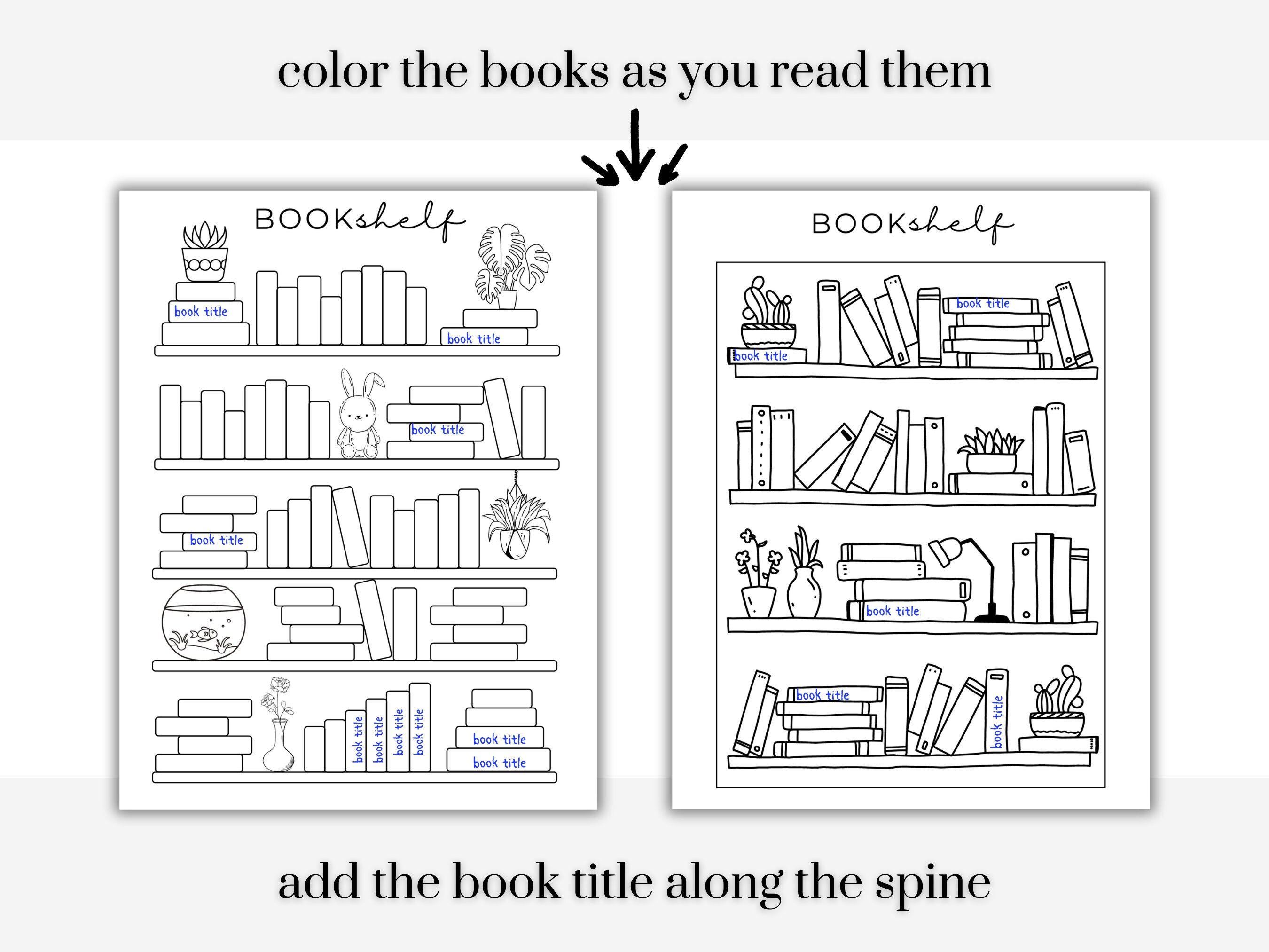 Reading Tracker Printable, Bookshelf Reading Log A4 A5 Letter HP ...