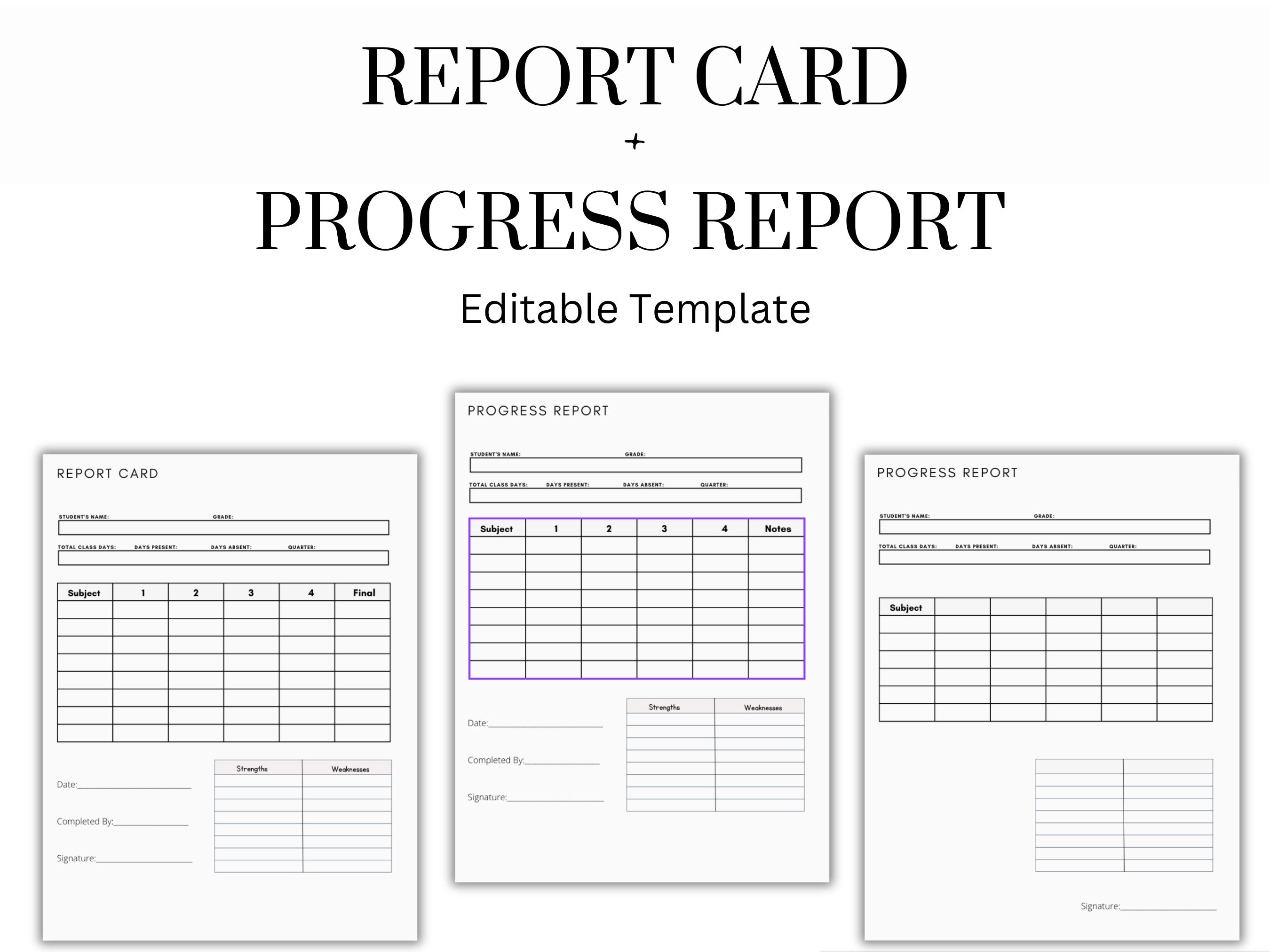 Report Card and Progress Report Template Transcript Template Fillable ...