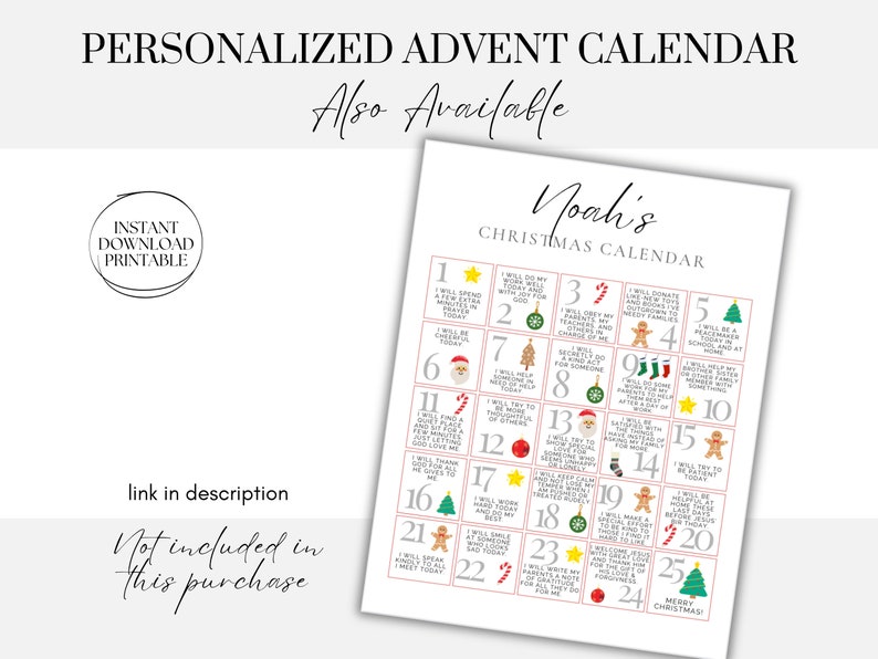 Printable Scripture Advent Calendar for Kids Instant Download Advent ...