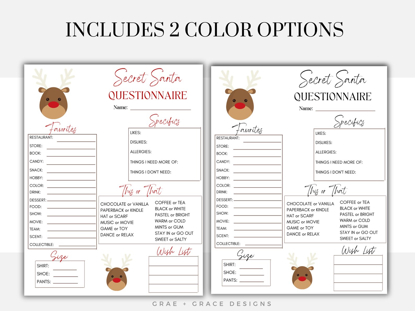 Secret Holiday Gift Exchange Questionnaire Printable PDF for Kids ...