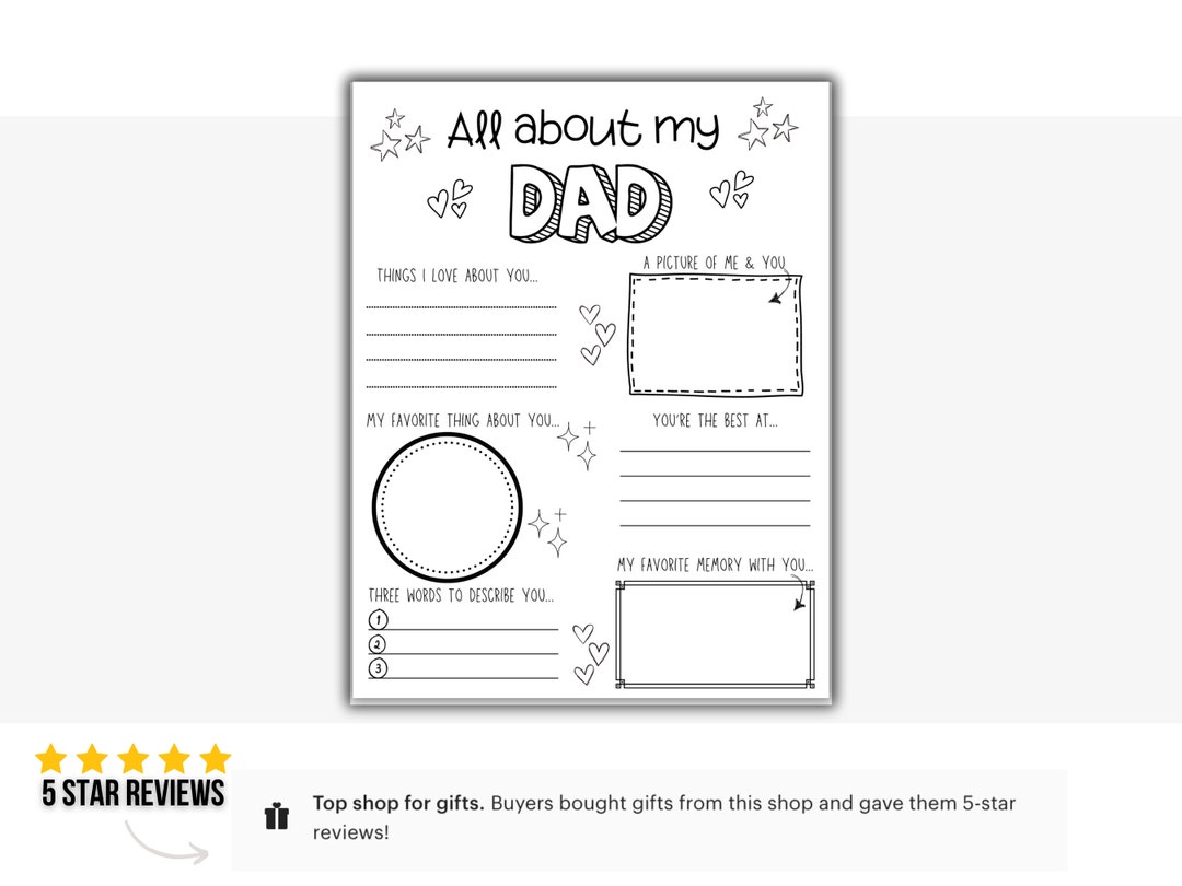 All About My Dad Printable, Fathers Day Gift From Kids Interview, Dad ...