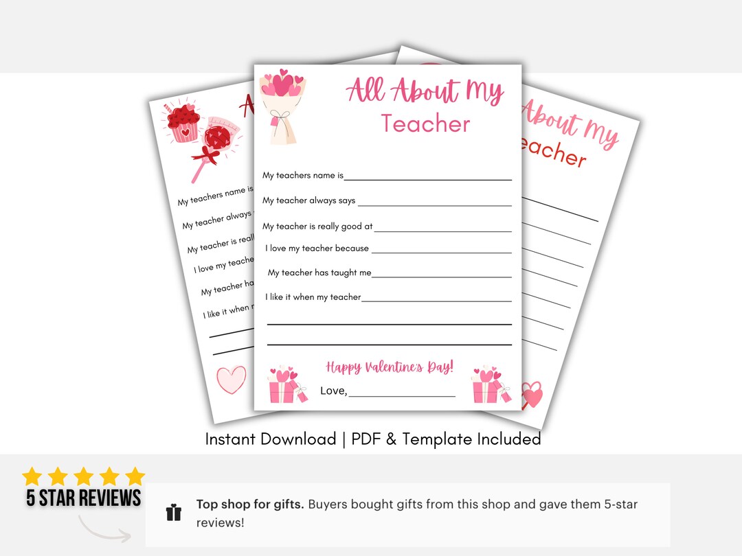 Teacher Valentine Gift Bundle Printable | Class Valentines | Teacher ...