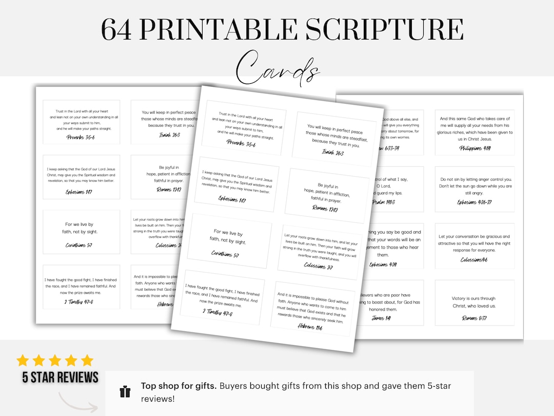 64 Printable Scripture Cards Bible Verse Cards Christian Stationery ...