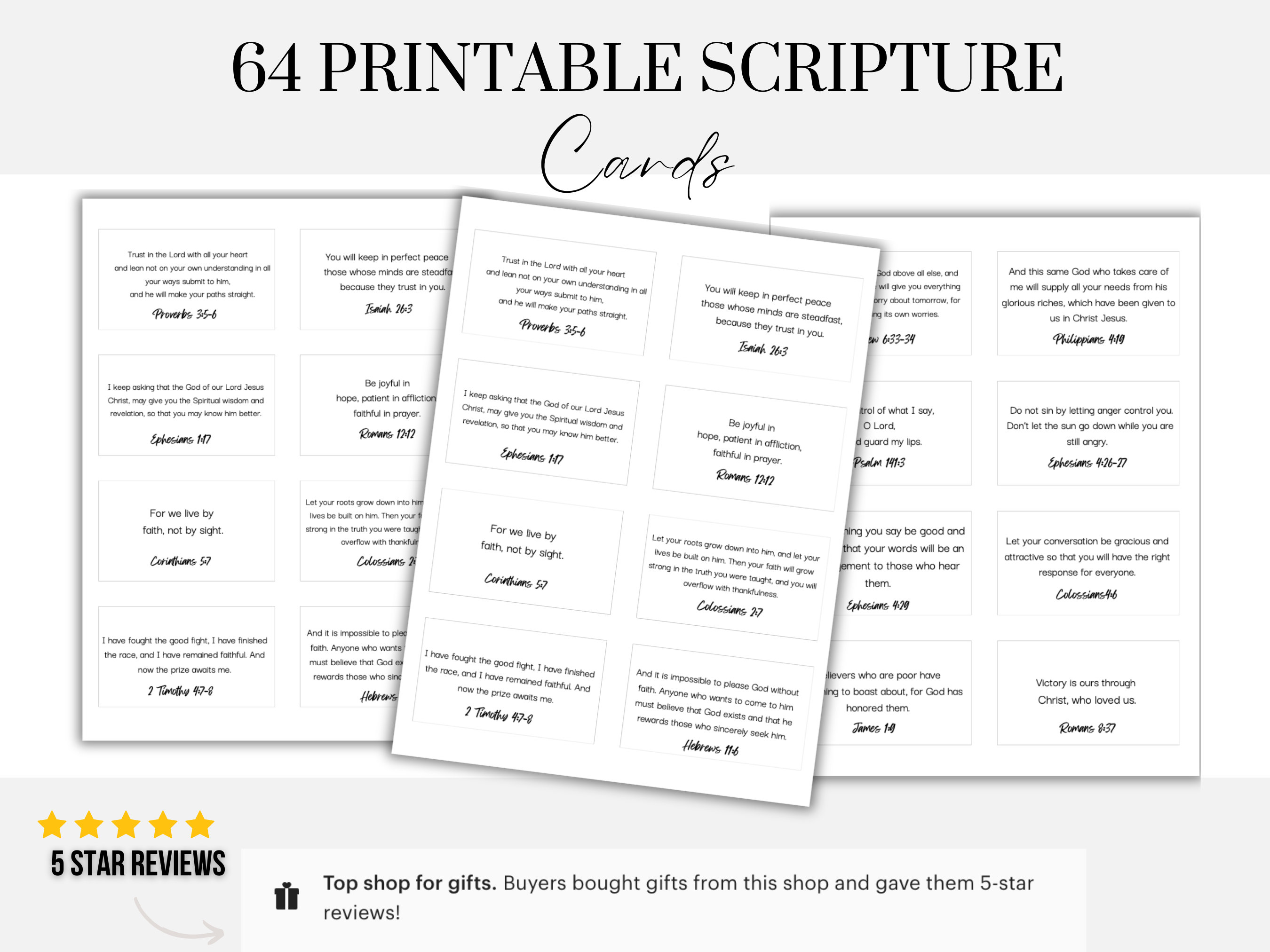 64 Printable Scripture Cards Bible Verse Cards Christian Stationery ...