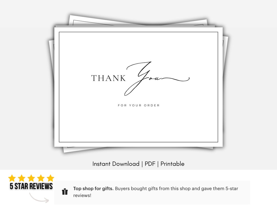 Printable Thank You Card | Printable Card Digital Download Instant ...
