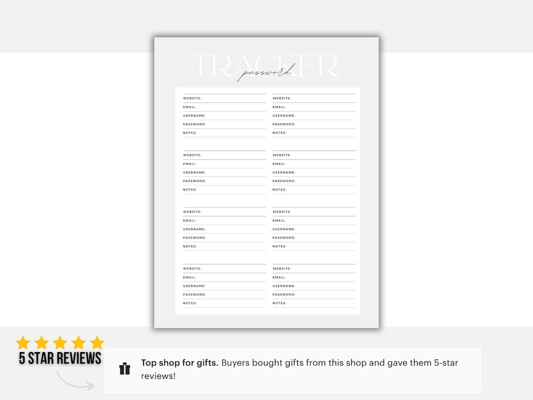 Password Tracker BUNDLE | Printable Password Log Organizer Password ...